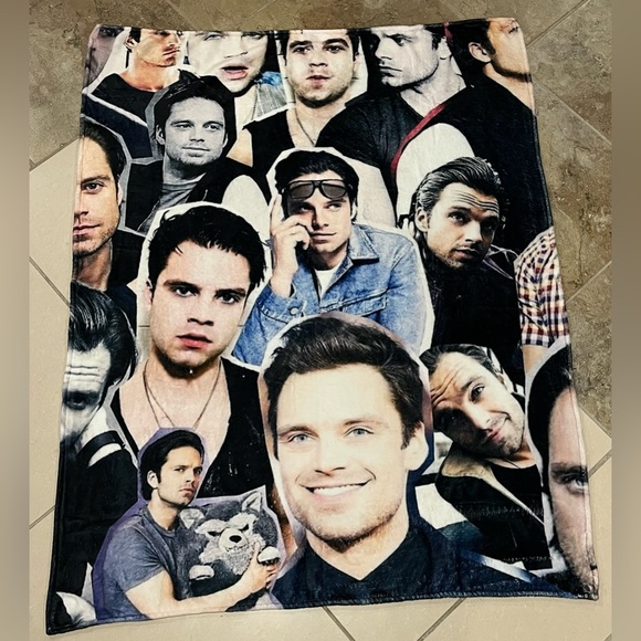 Bedding | New Sebastian Stan Bucky Barnes Winter Soldier Collage Throw ...